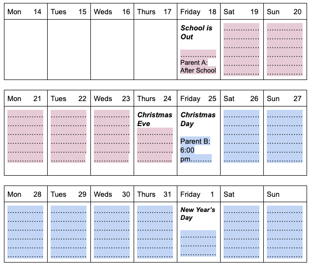 Child Custody Holiday Visitation Schedule With Examples Child Custody Holiday Visitation Schedule With Examples